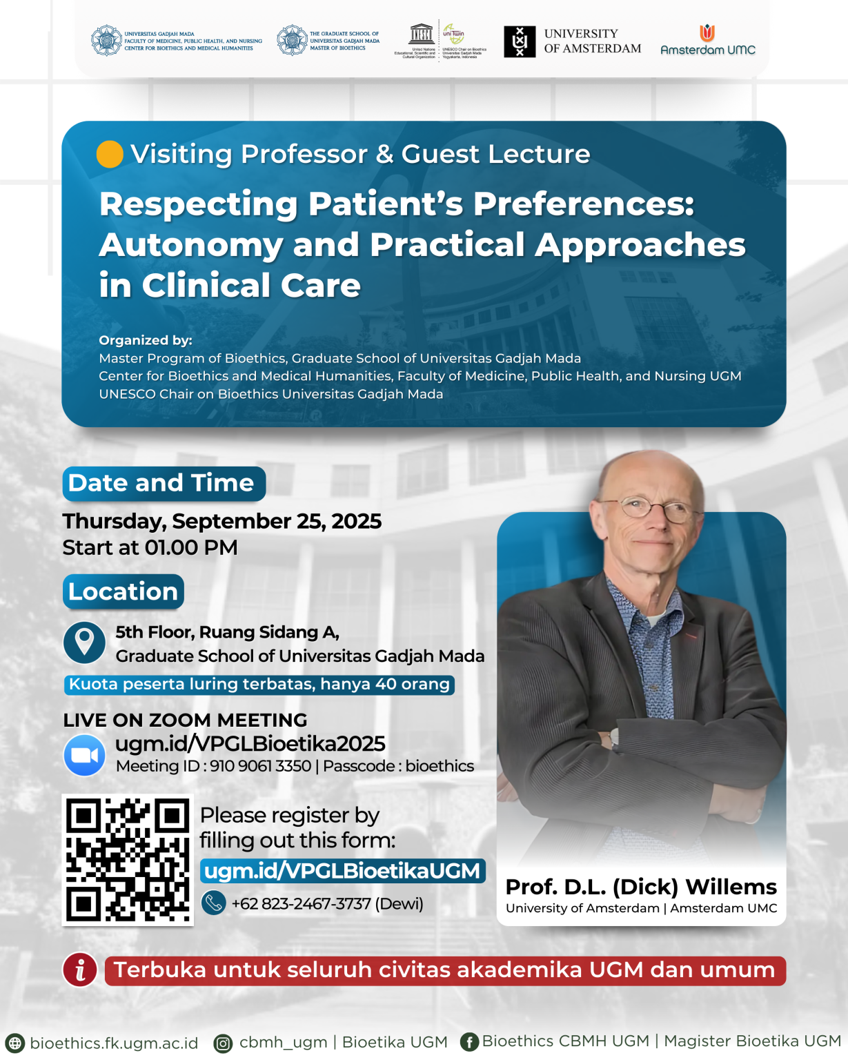 Visiting Professor & Guest Lecture – Magister Bioetika